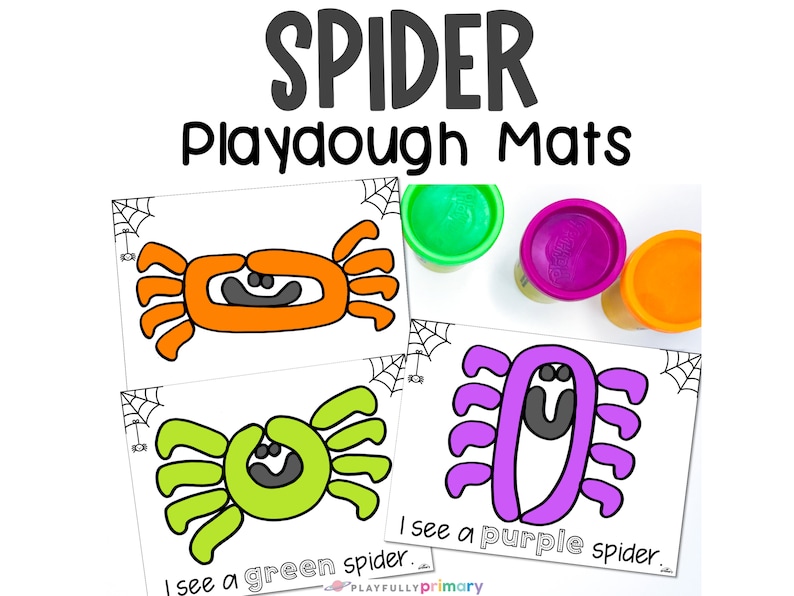 Halloween Playdough Mats, Spider Unit Study Printable Playdough ...