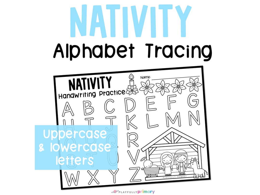 Nativity Worksheets for Kids, Alphabet Handwriting Practice Printables ...