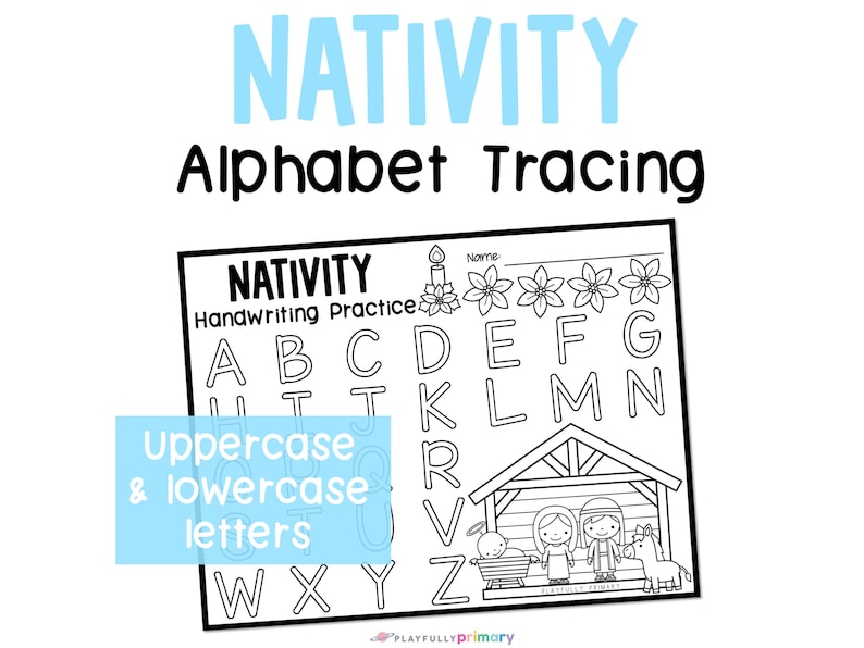 Nativity Worksheets for Kids, Alphabet Handwriting Practice Printables ...