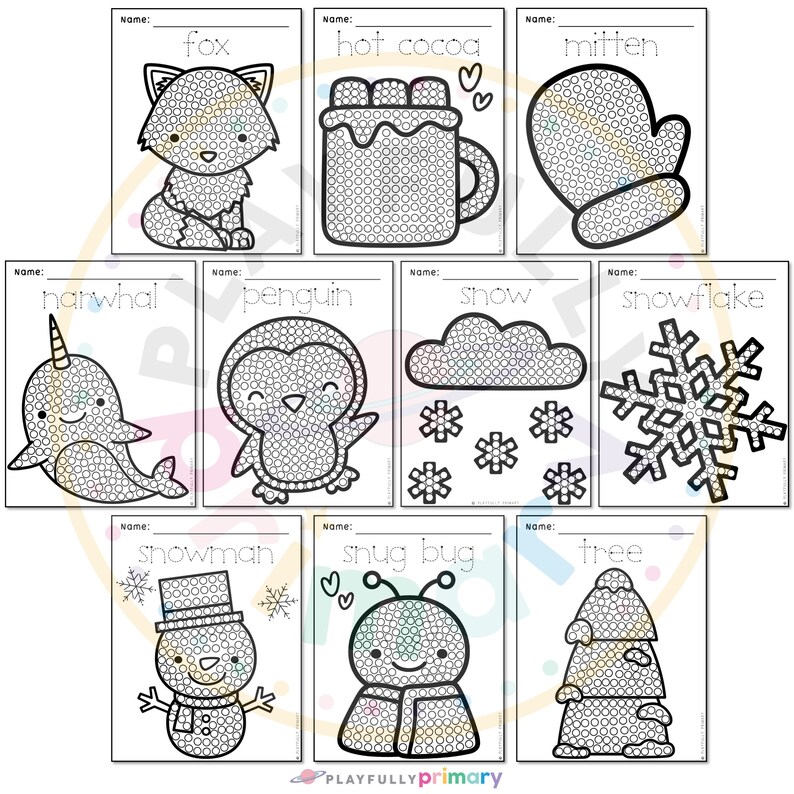 Winter Q-tip Painting Printables, Winter Theme Preschool Worksheets ...