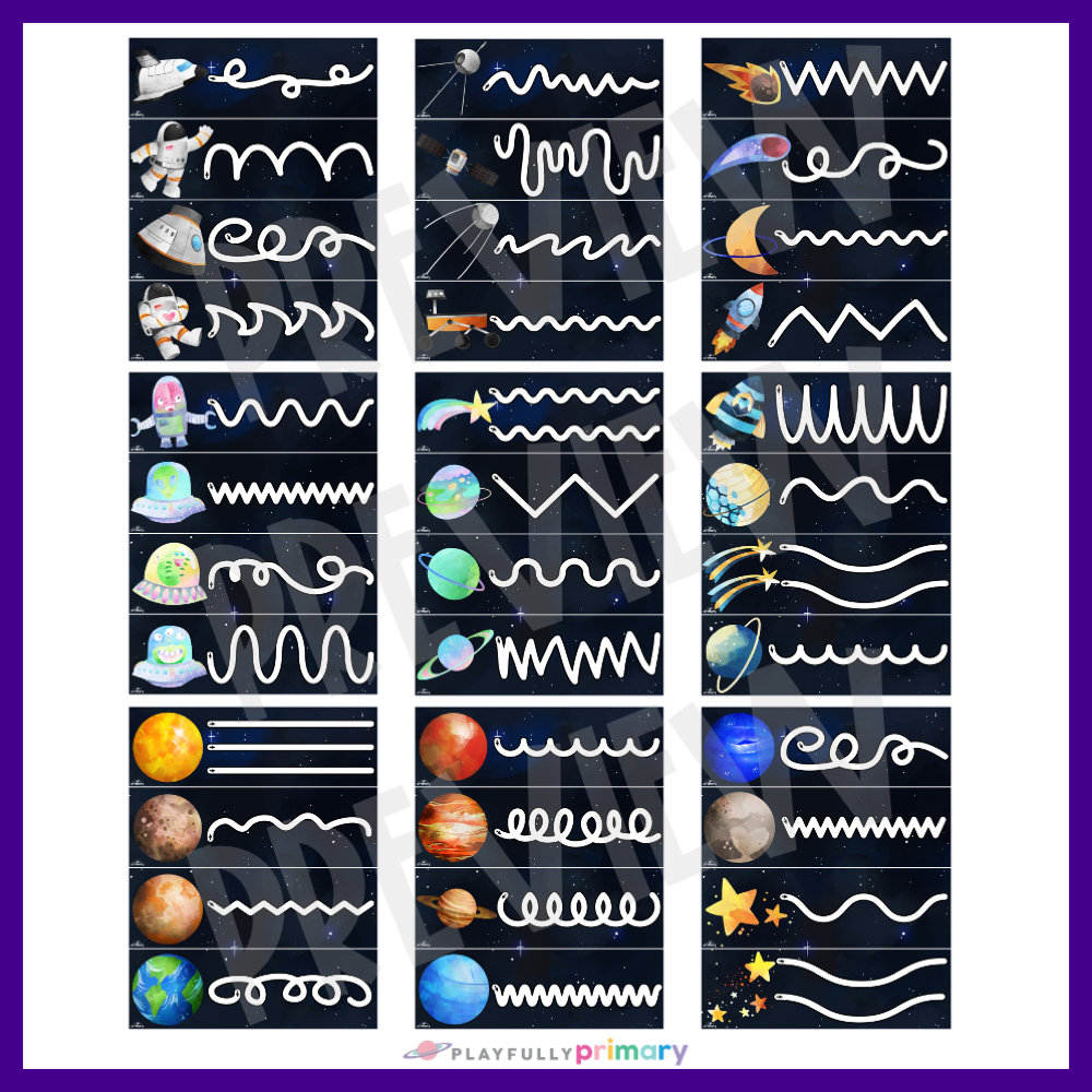 Space Preschool Pre-writing Skills Line Tracing Practice Pencil Control ...