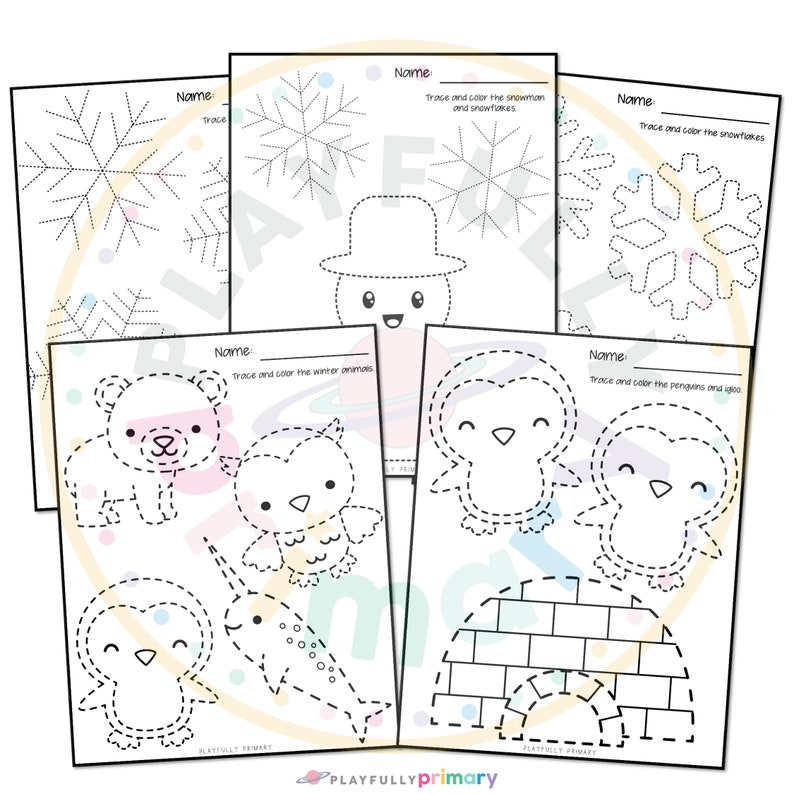 Winter Tracing Practice Printable Worksheets - Winter Coloring Pages ...