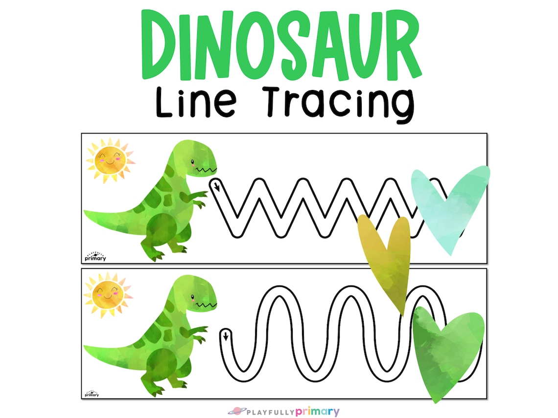Dinosaur Line Tracing Preschool Printable Prewriting Fine Motor Tracing ...
