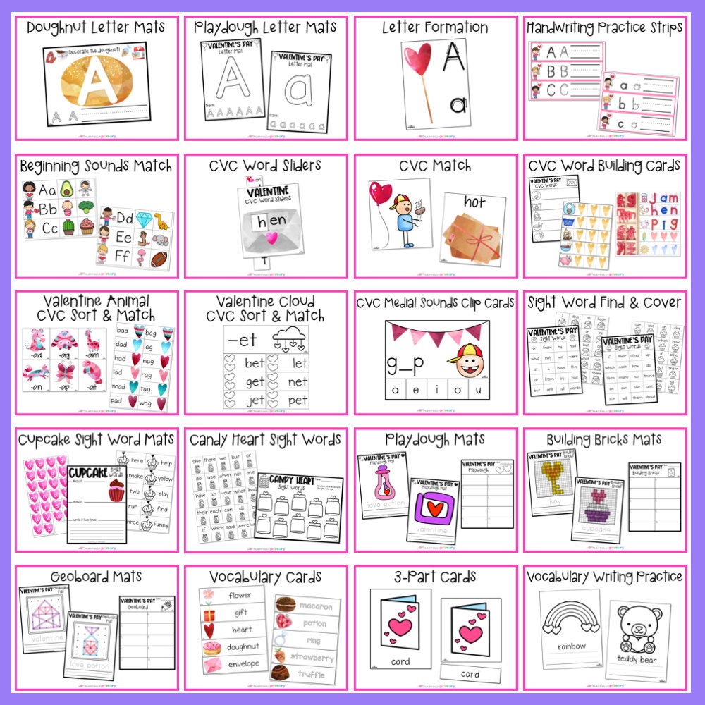 Valentine's Day Homeschool Printables Kindergarten Math, Reading ...