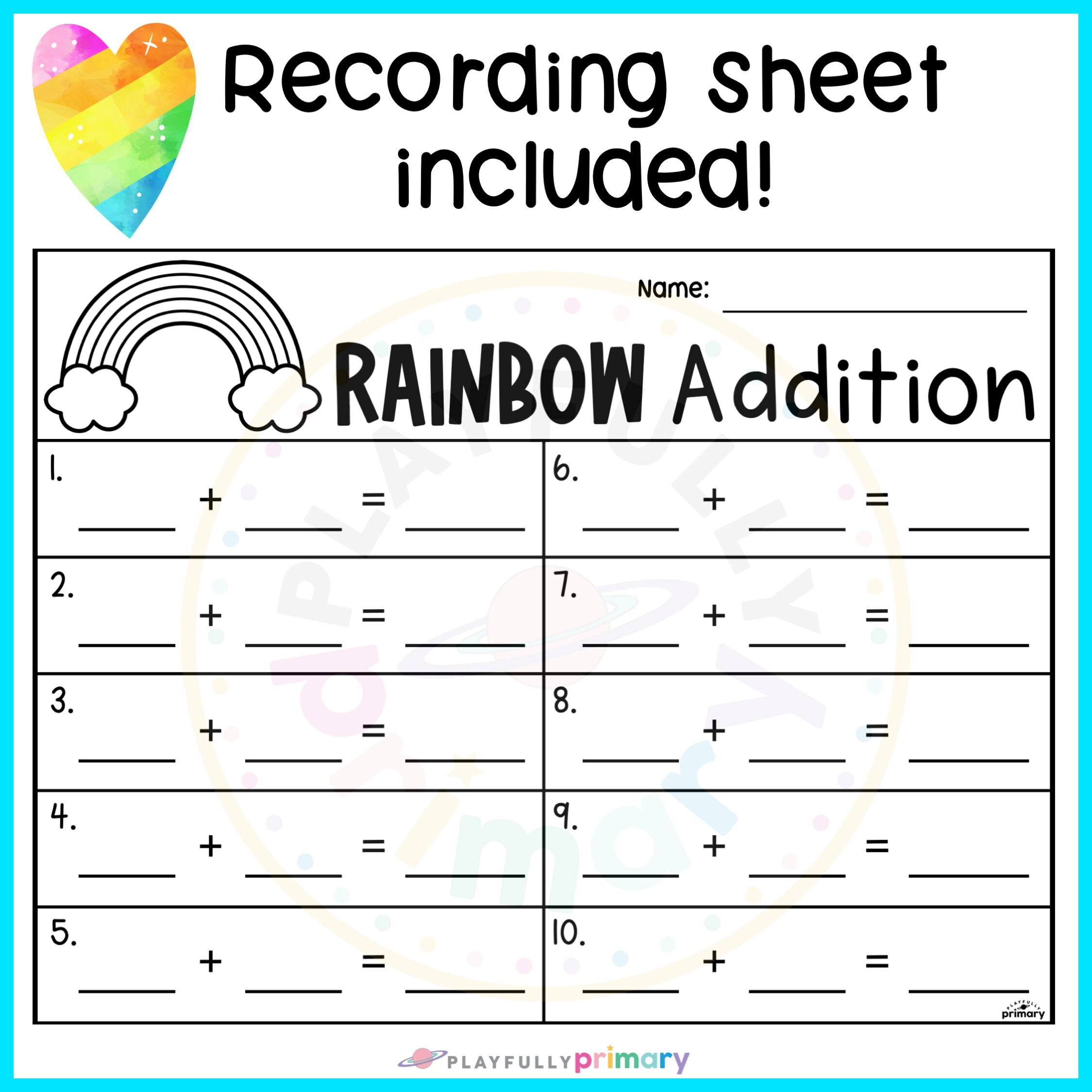 Rainbow Playdough Addition Frames Sums 11-20 Kindergarten Math Lesson ...