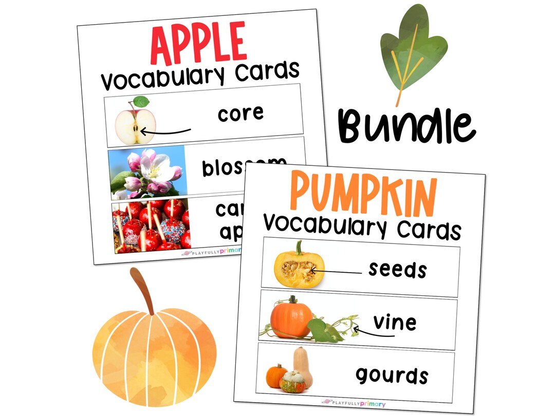 Apple + Pumpkin Vocabulary Cards With Real Pictures, Apple + Pumpkin ...