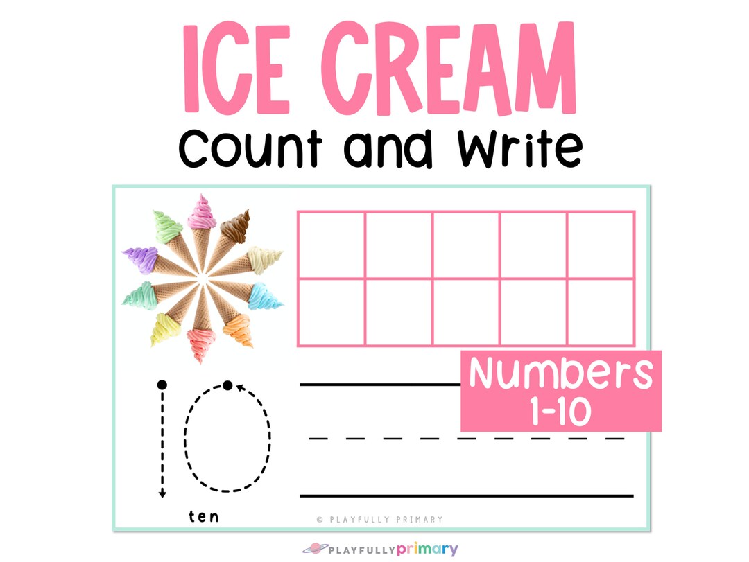 Ice Cream Activity, Preschool Summer Math, Summer Counting 1-10, Ice ...