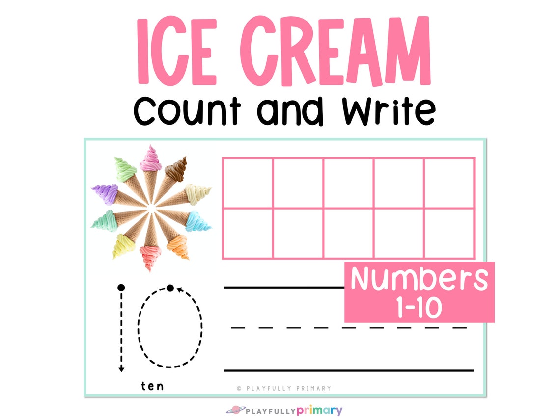 Ice Cream Activity, Preschool Summer Math, Summer Counting 1-10, Ice ...