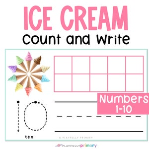 Ice Cream Activity, Preschool Summer Math, Summer Counting 1-10, Ice ...