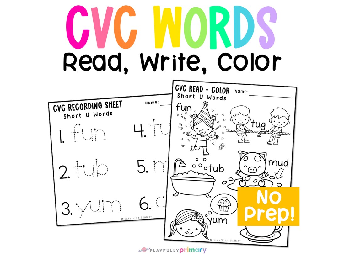 CVC Words Worksheets for Kindergarten and Preschool Phonics Activities ...