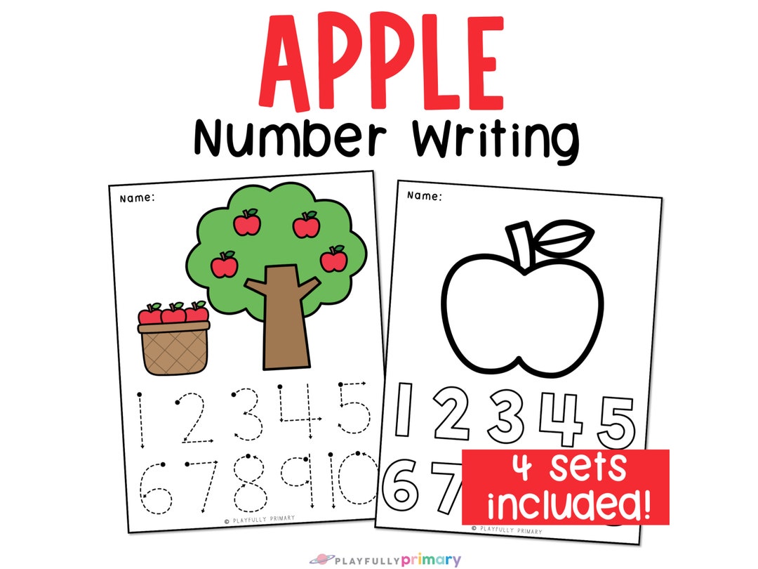 Apple Number Writing Coloring Pages for Kids, Apple Theme Unit Study ...