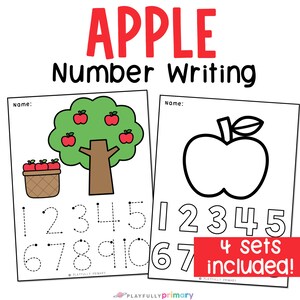 Apple Number Writing Coloring Pages for Kids, Apple Theme Unit Study ...