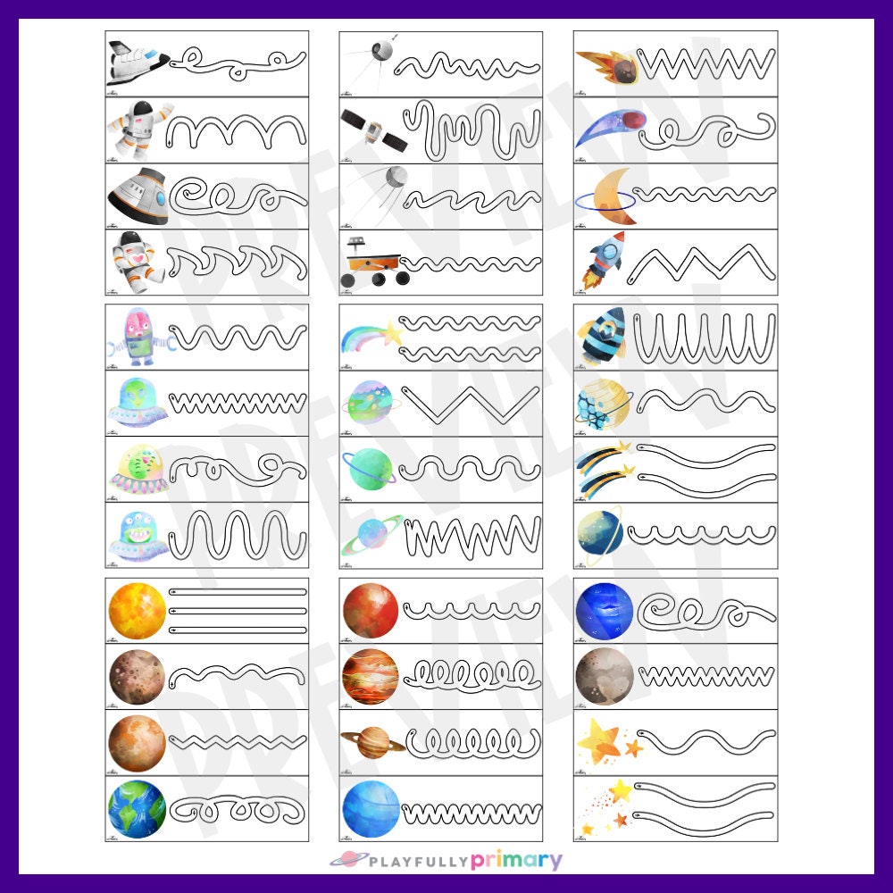 Space Preschool Pre-writing Skills Line Tracing Practice Pencil Control ...