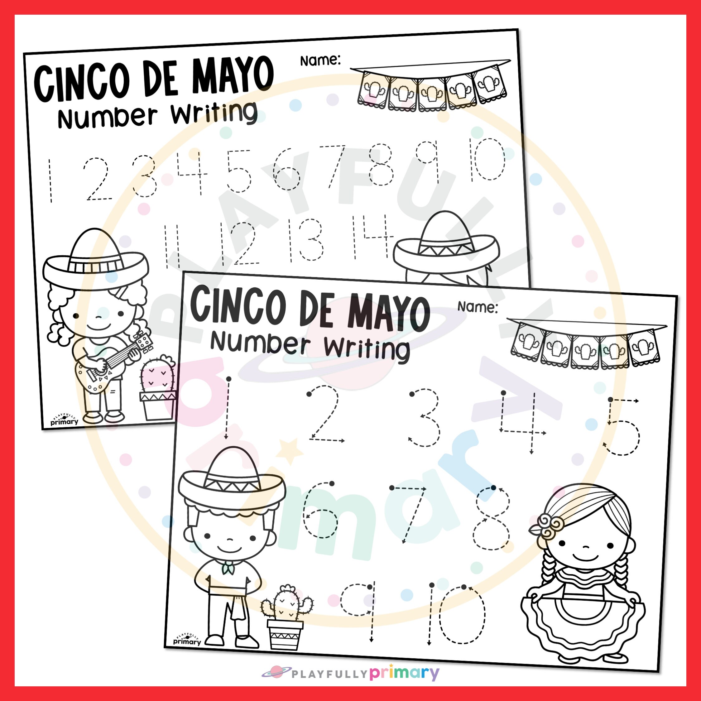 Cinco De Mayo Number Tracing Coloring Sheets, Preschool Worksheet ...