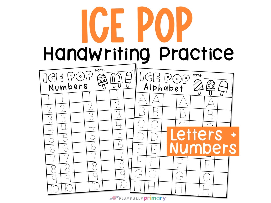 Popsicle Handwriting Worksheets, Ice Pop Alphabet Worksheet, Number ...