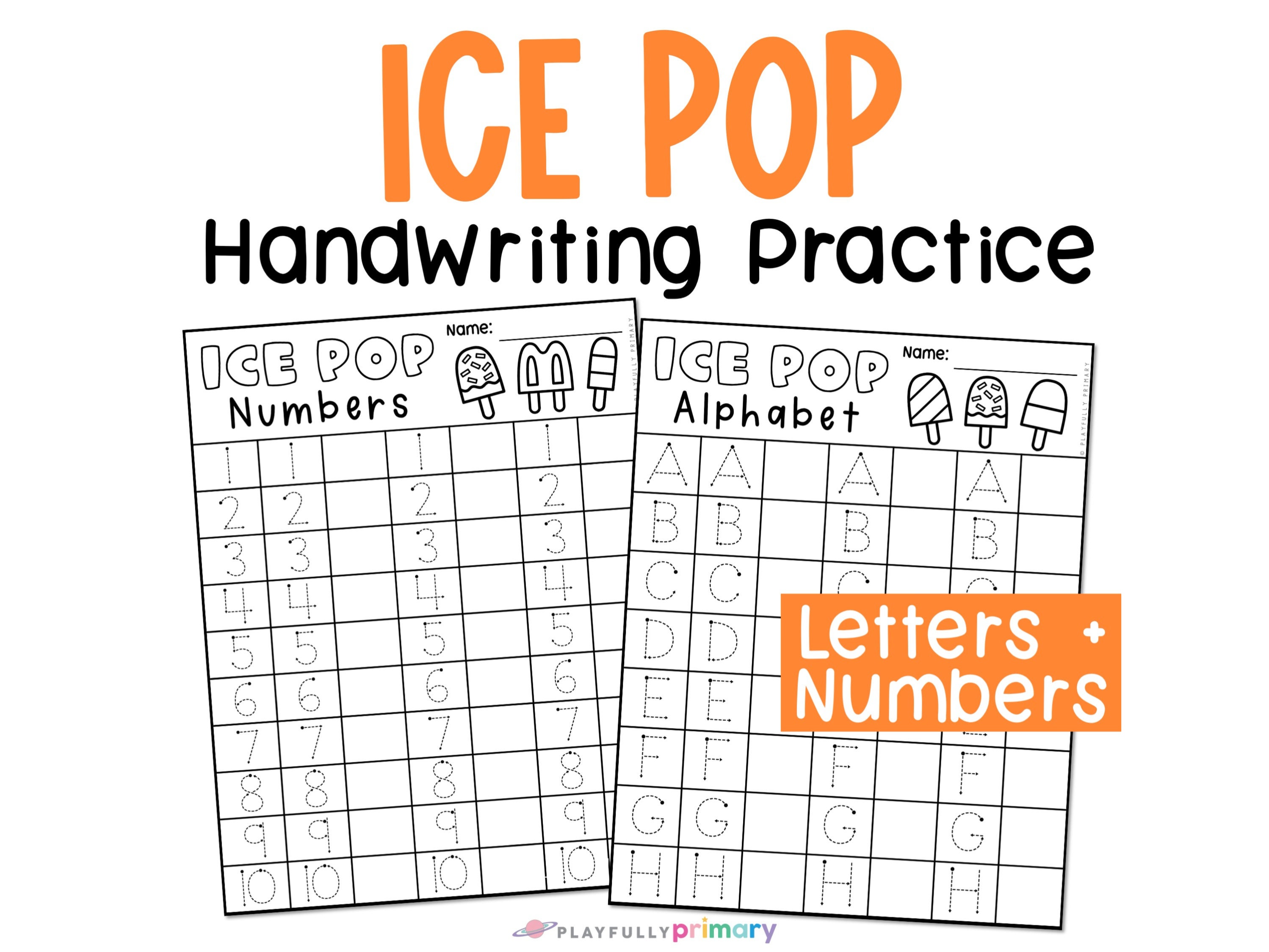 Popsicle Handwriting Worksheets, Ice Pop Alphabet Worksheet, Number ...