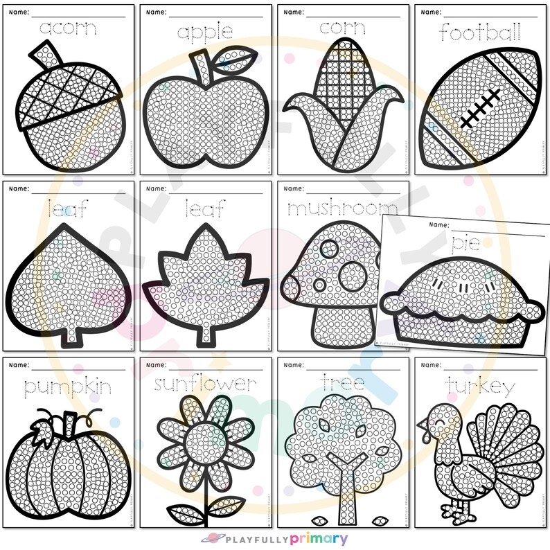 Fall Q-tip Painting Printables, Fall Theme Preschool Worksheets, Fall ...
