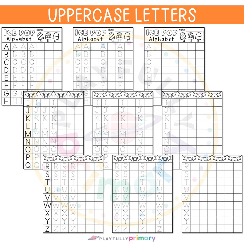 Popsicle Handwriting Worksheets, Ice Pop Alphabet Worksheet, Number ...