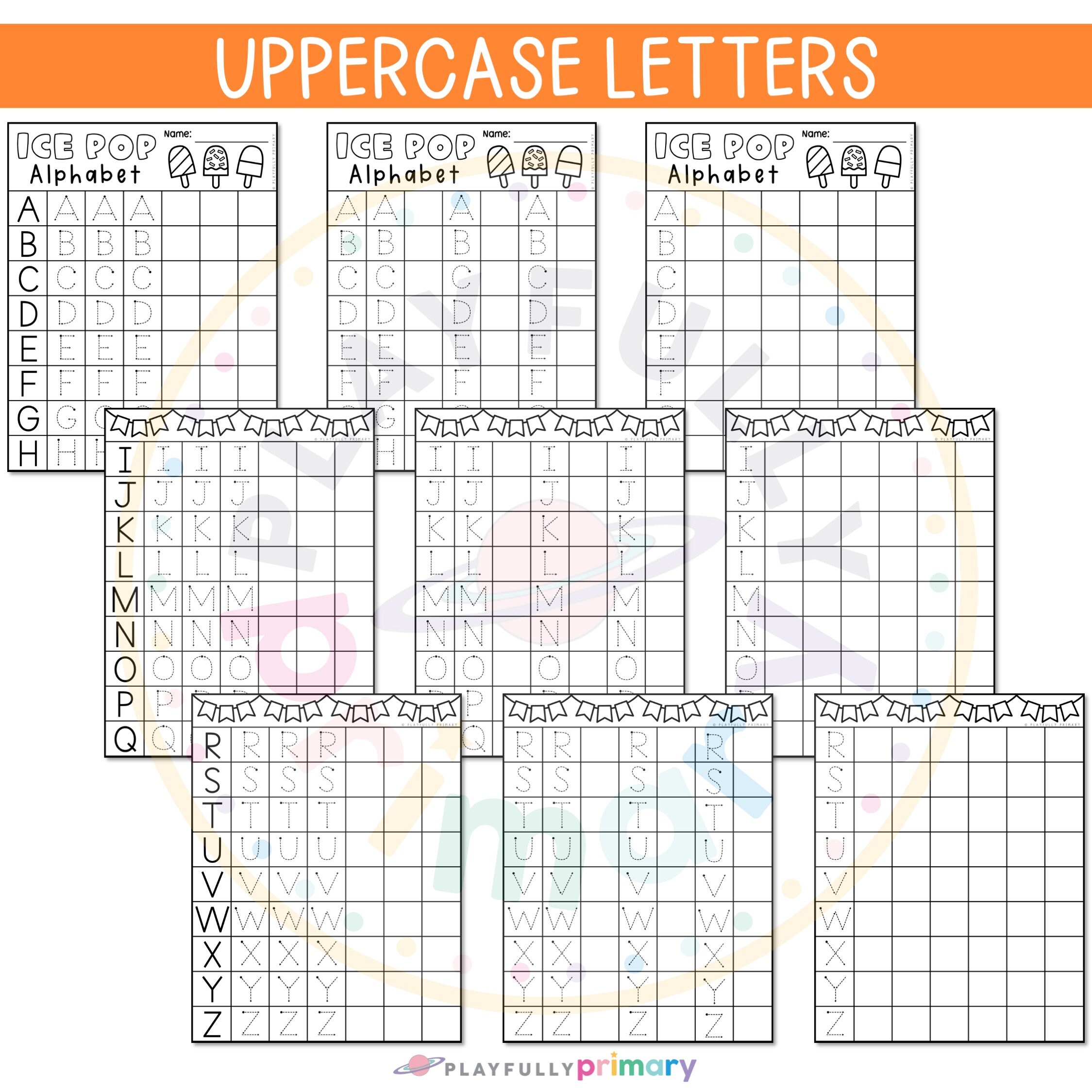 Popsicle Handwriting Worksheets, Ice Pop Alphabet Worksheet, Number ...