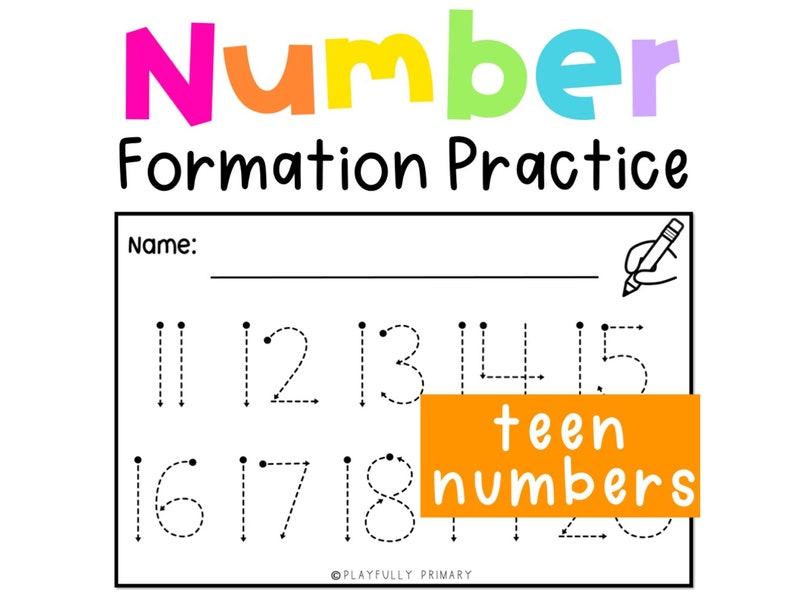 Tracing Numbers 11 to 20 Worksheets | Teen Numbers Kindergarten Writing ...