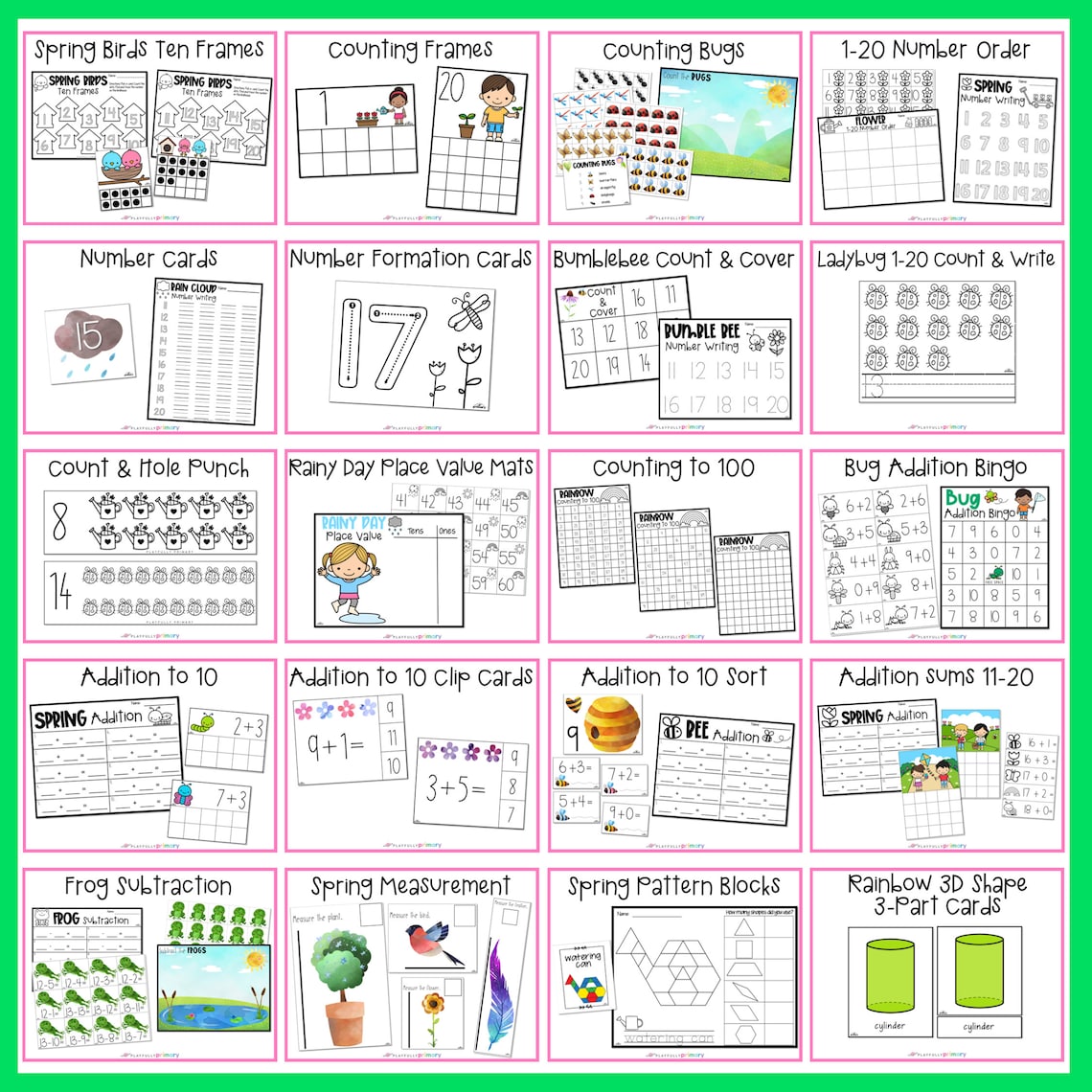 Spring Kindergarten Math, Reading, Writing Activities - Spring Unit ...