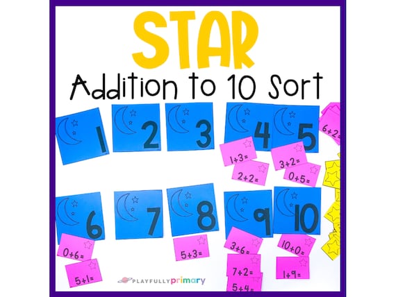 Moon & Stars Addition to 10 Sorting Preschool Kindergarten | Etsy