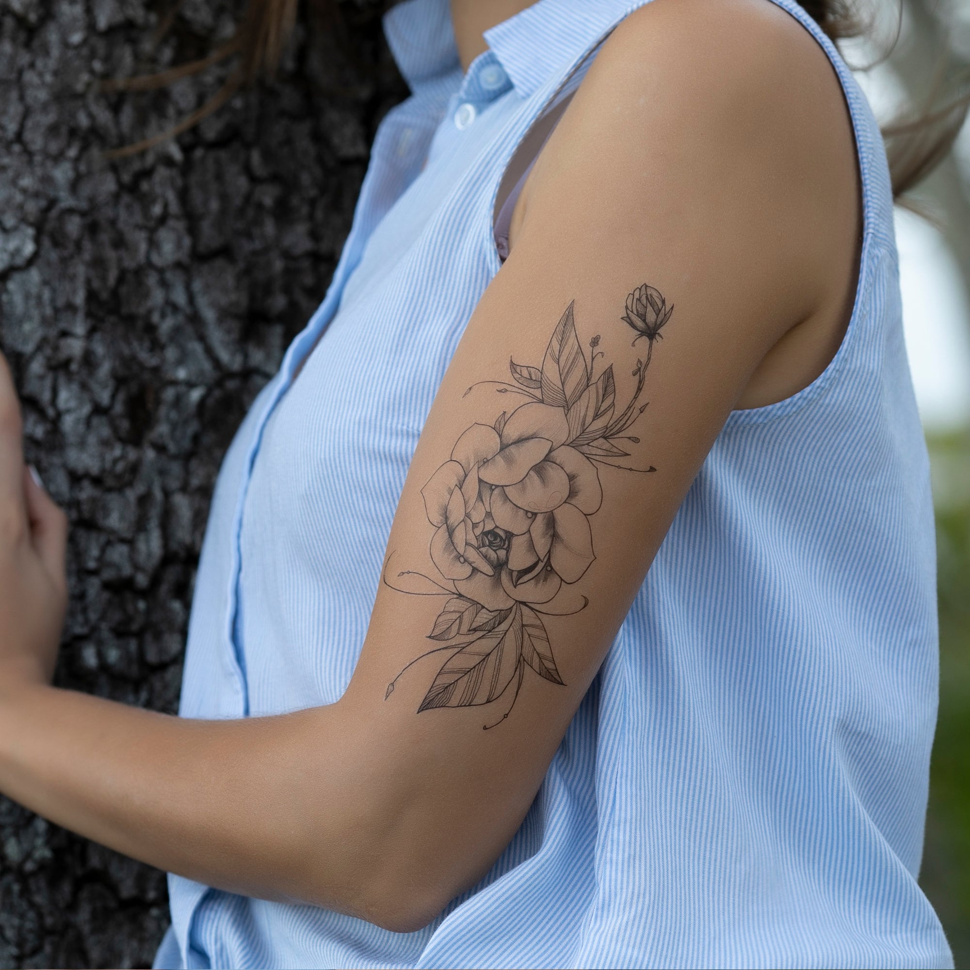 Temporary Tattoo Large Floral Realistic Temp Tattoo for - Etsy