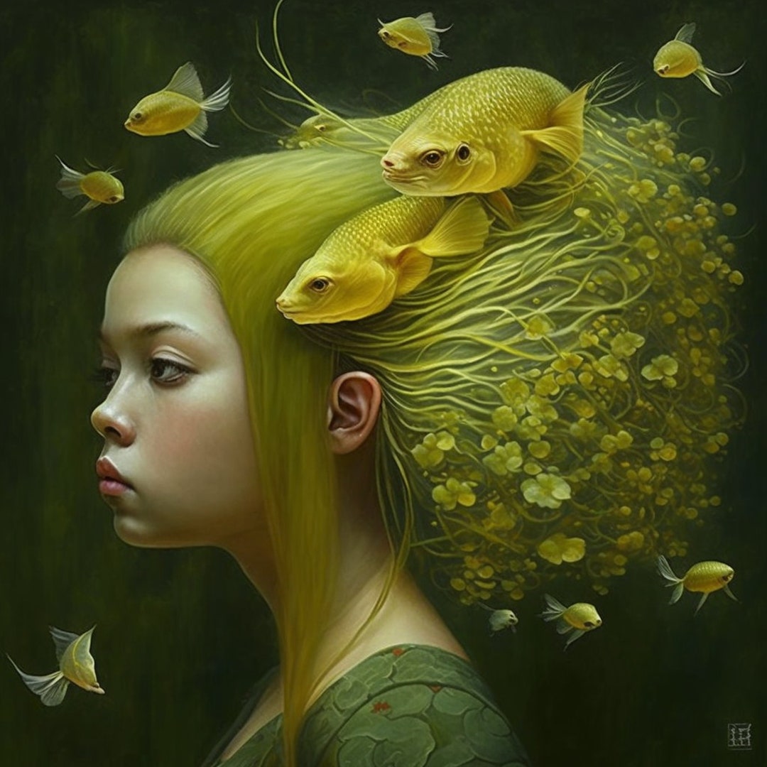 Princess With Lucky Yellow Fish - Etsy