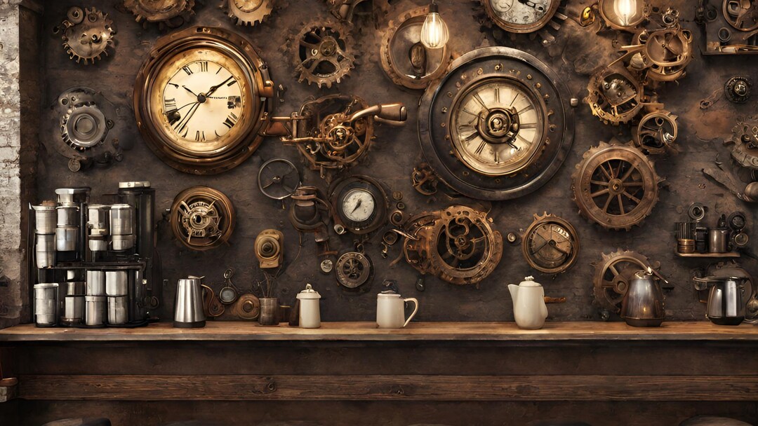 Zoom Virtual Background, Steampunk Coffee Bar - Etsy