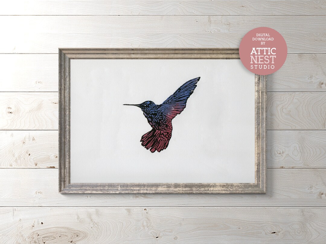 Hummingbird New Zealand Artist From Original Lino Print - Etsy