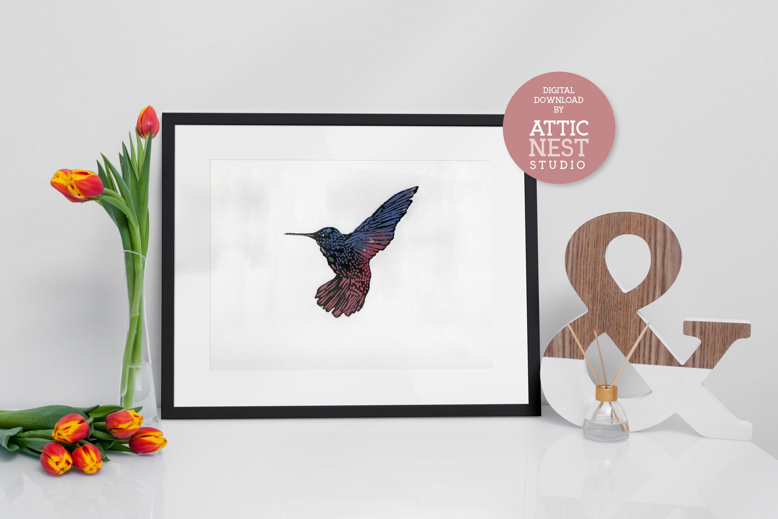 Hummingbird New Zealand Artist From Original Lino Print - Etsy