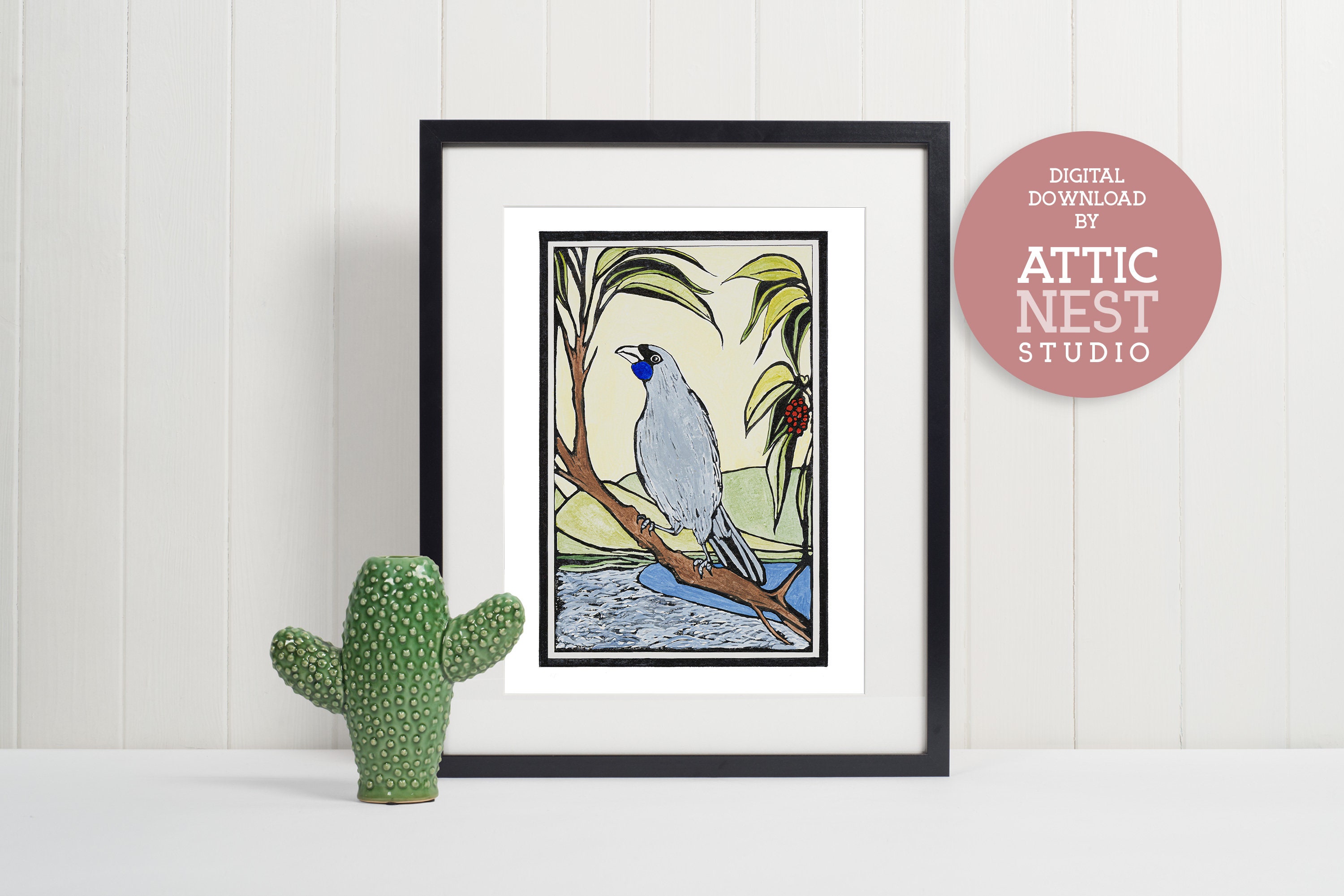 Kokako - New Zealand Native Bird - Large Print From Original Lino Print ...