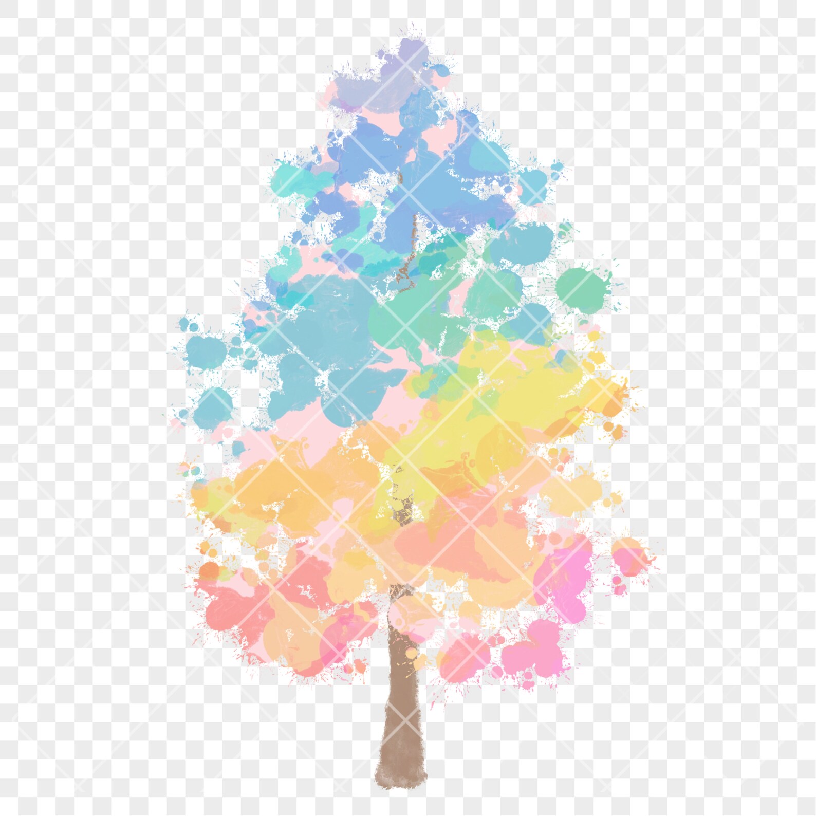 Pastel Trees Clip Art in Soft Rainbow Colors 300 DPI PNG With ...