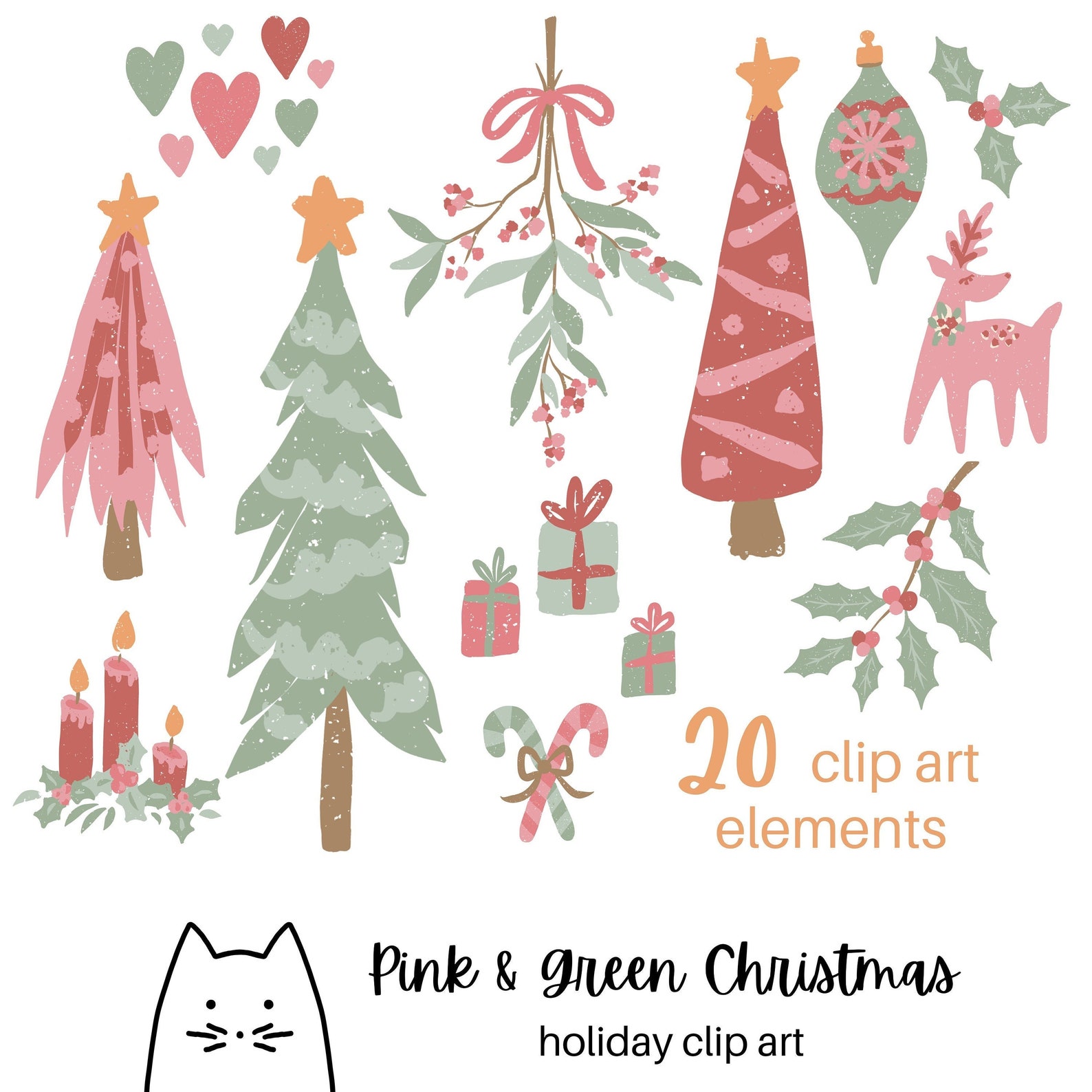 Christmas Clip Art, Pink Christmas, Christmas PNG, Christmas ...