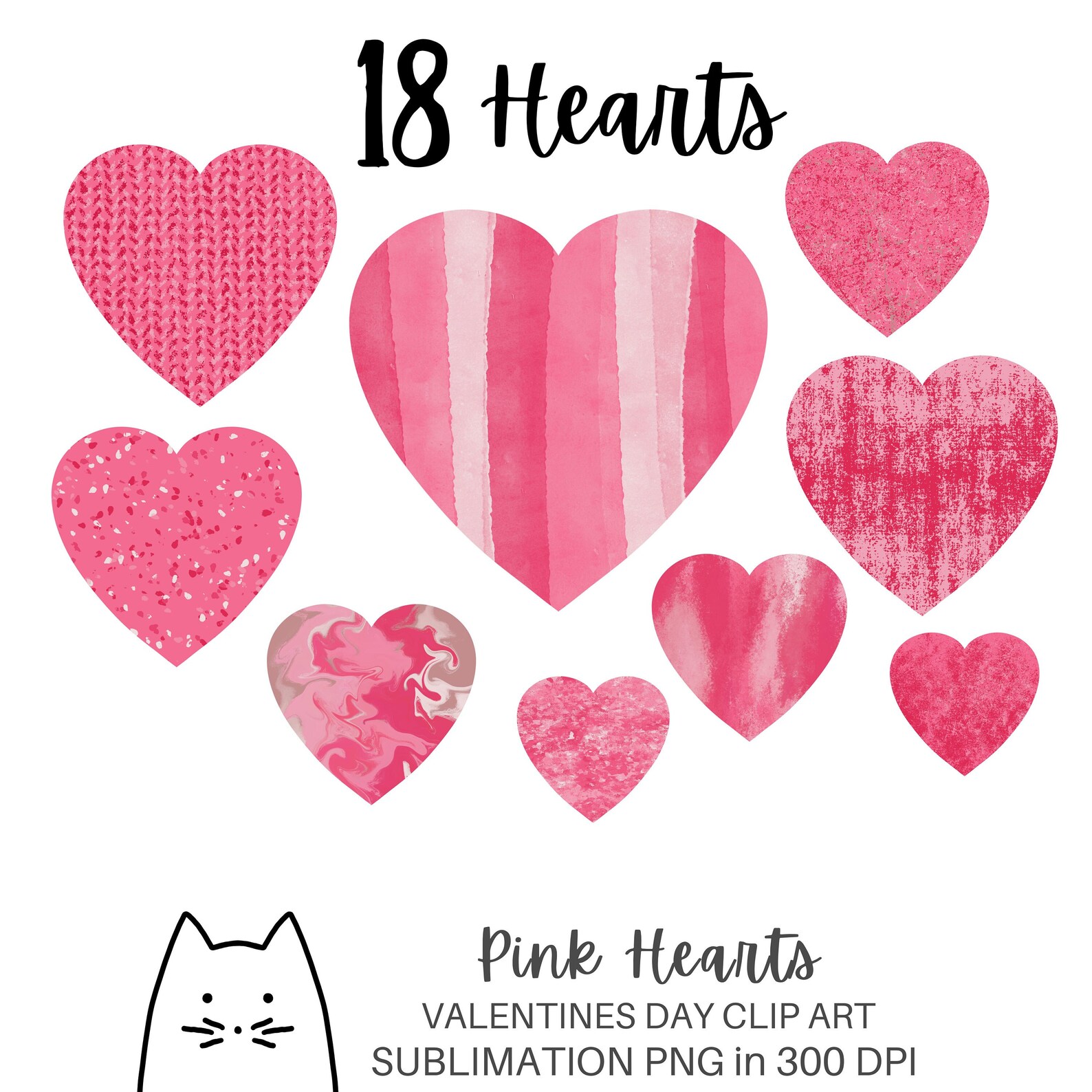Valentines Day Hearts PNG Clip Art Set 300 DPI PNG With Transparent ...