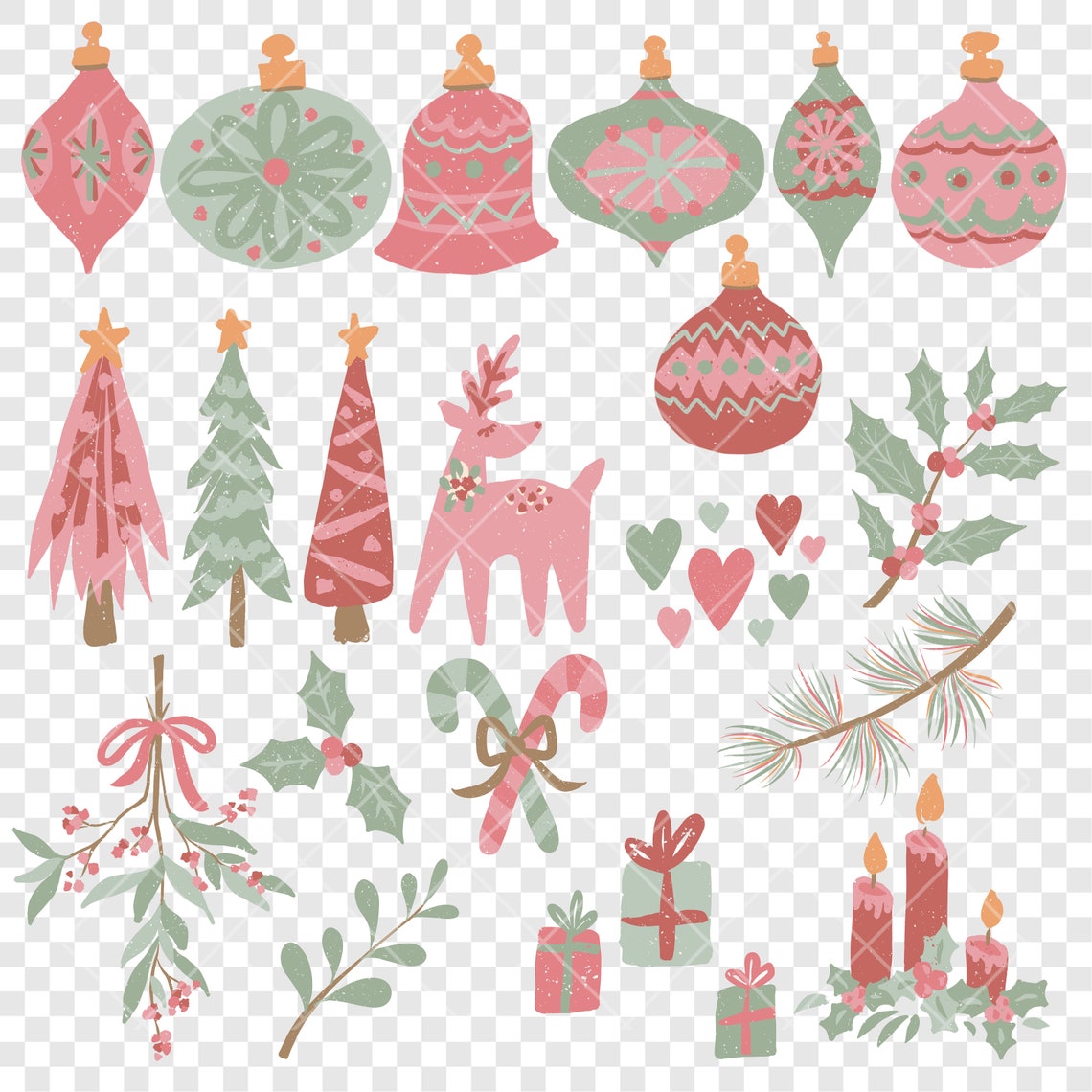 Christmas Clip Art, Pink Christmas, Christmas PNG, Christmas ...