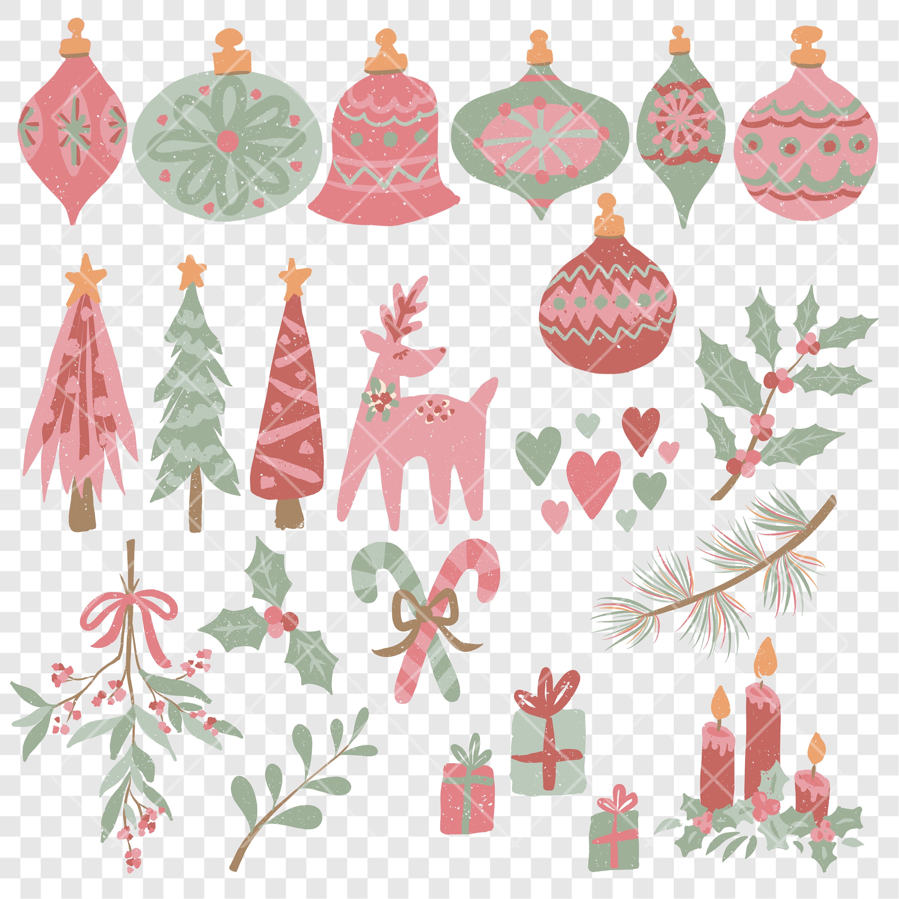 Christmas Clip Art, Pink Christmas, Christmas PNG, Christmas ...