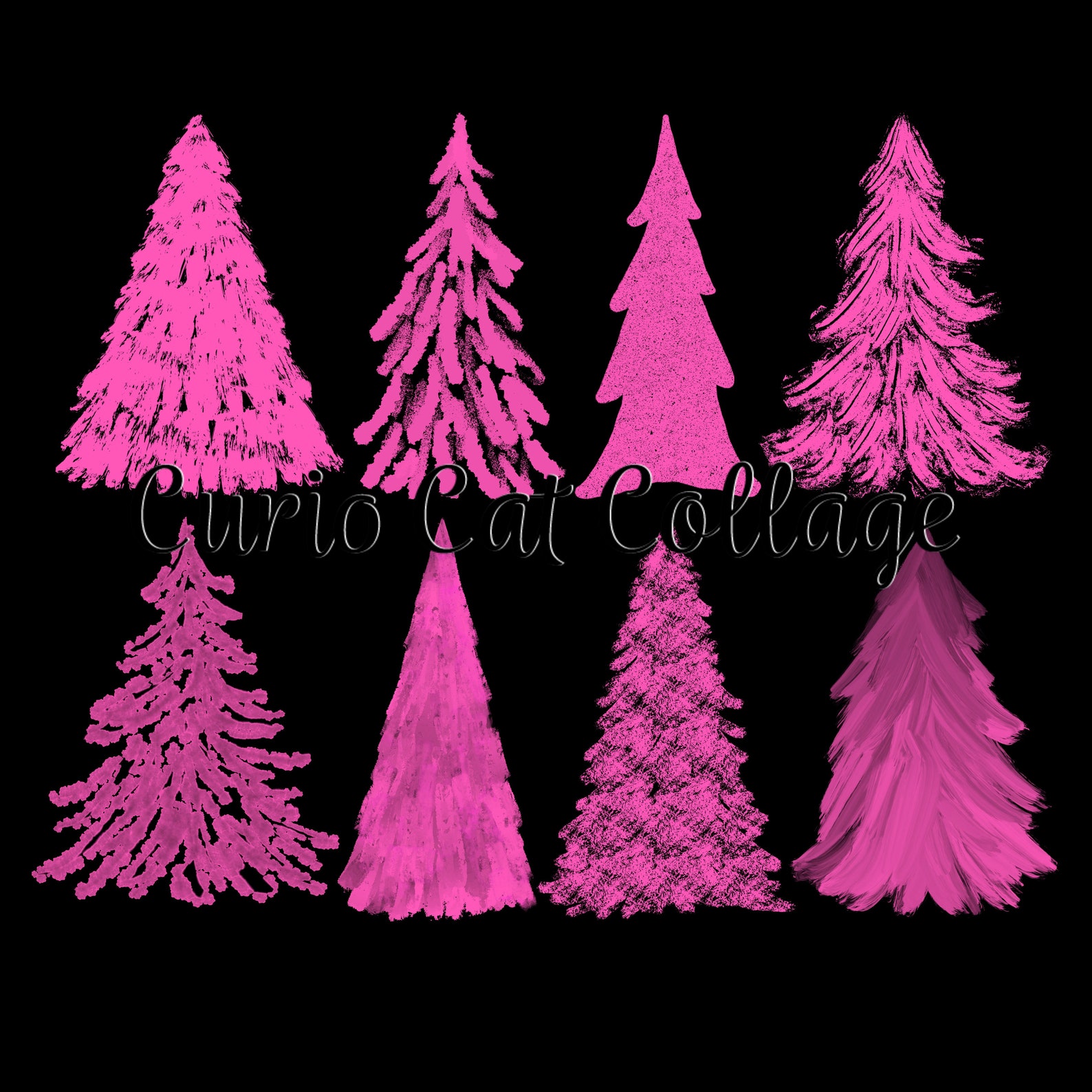 Pink Trees Clip Art Pink Christmas Sublimation Christmas - Etsy UK