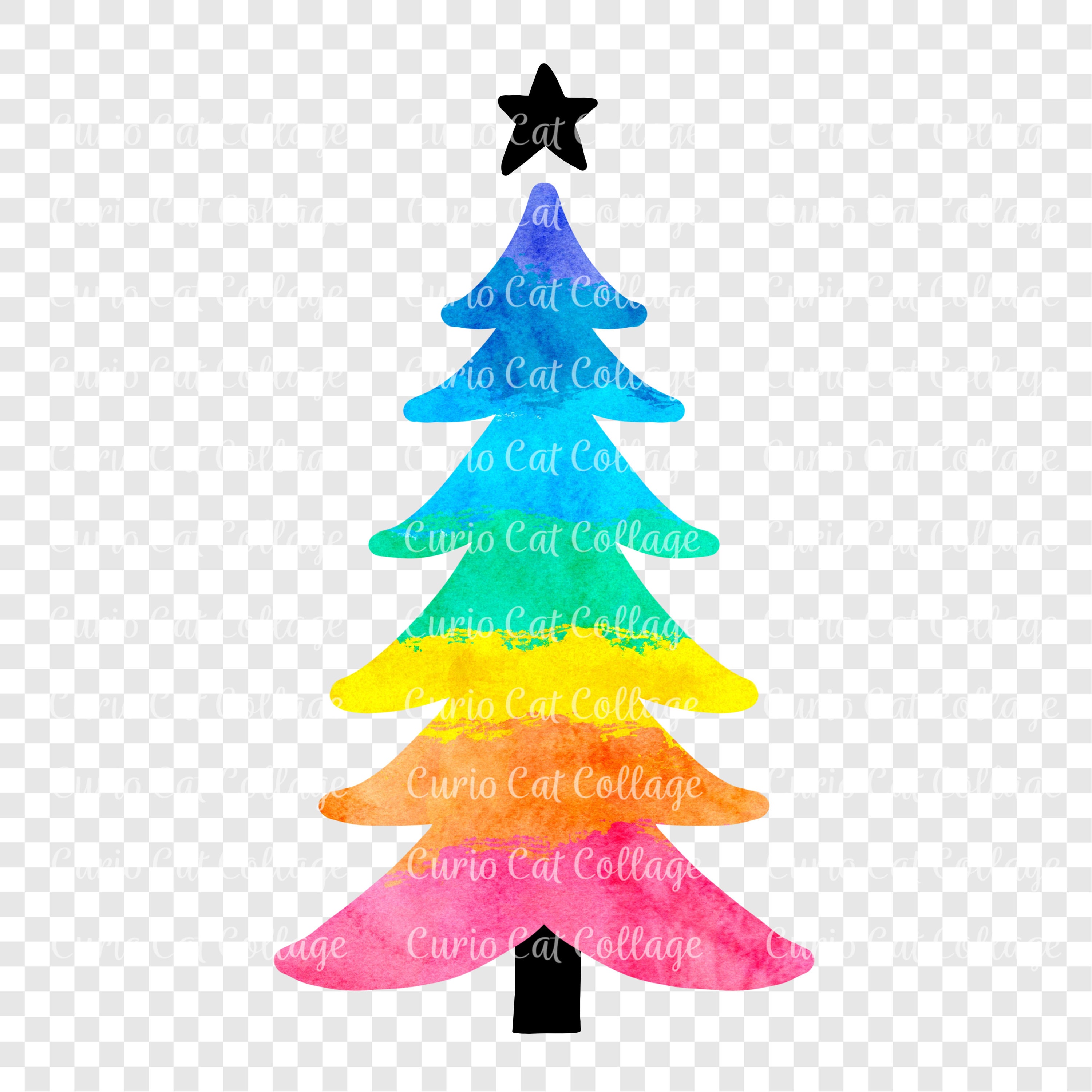 Rainbow Christmas Tree Clip Art France Téléchargement | Etsy