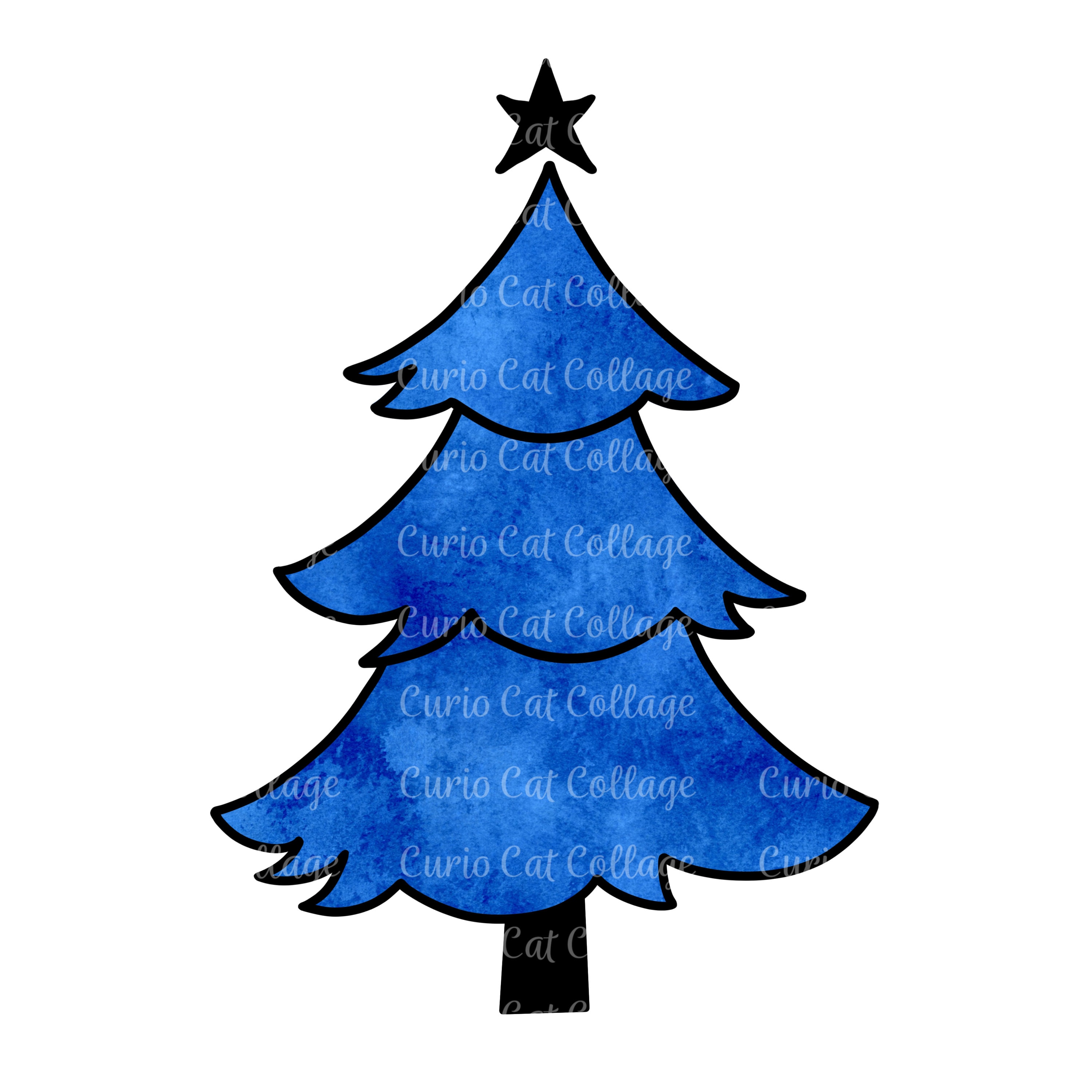Blue Christmas Tree Clip Art Digital Download Back the | Etsy