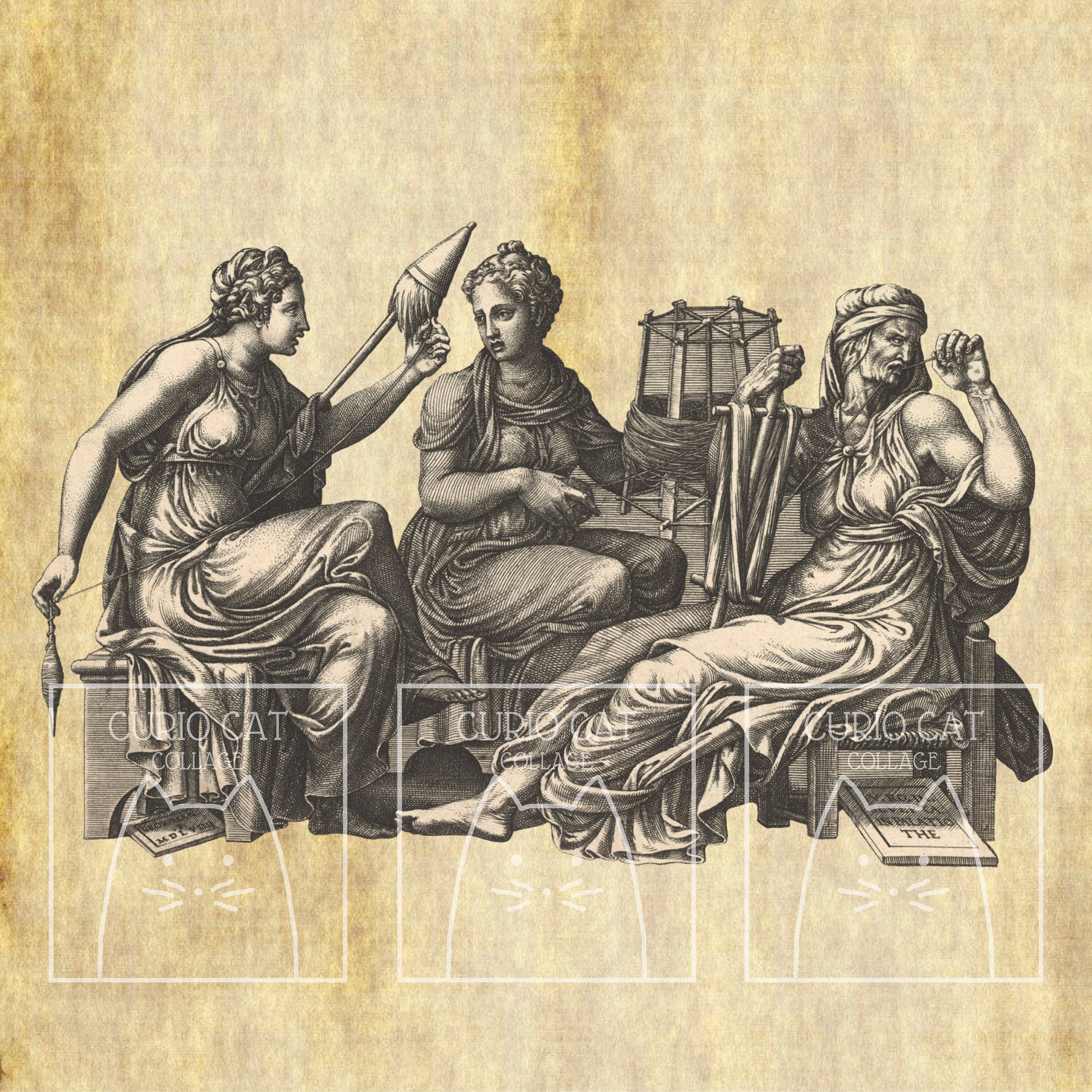 The Three Fates Clip Art | Greek Mythology | 300 DPI Transparent PNG - Etsy