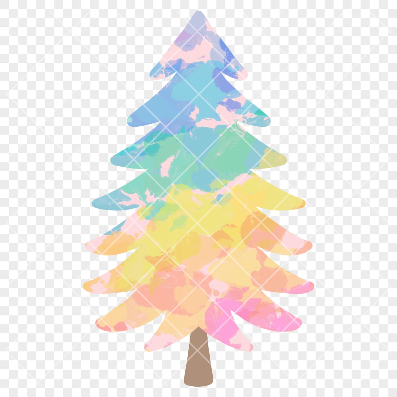 Pastel Trees Clip Art in Soft Rainbow Colors 300 DPI PNG With ...