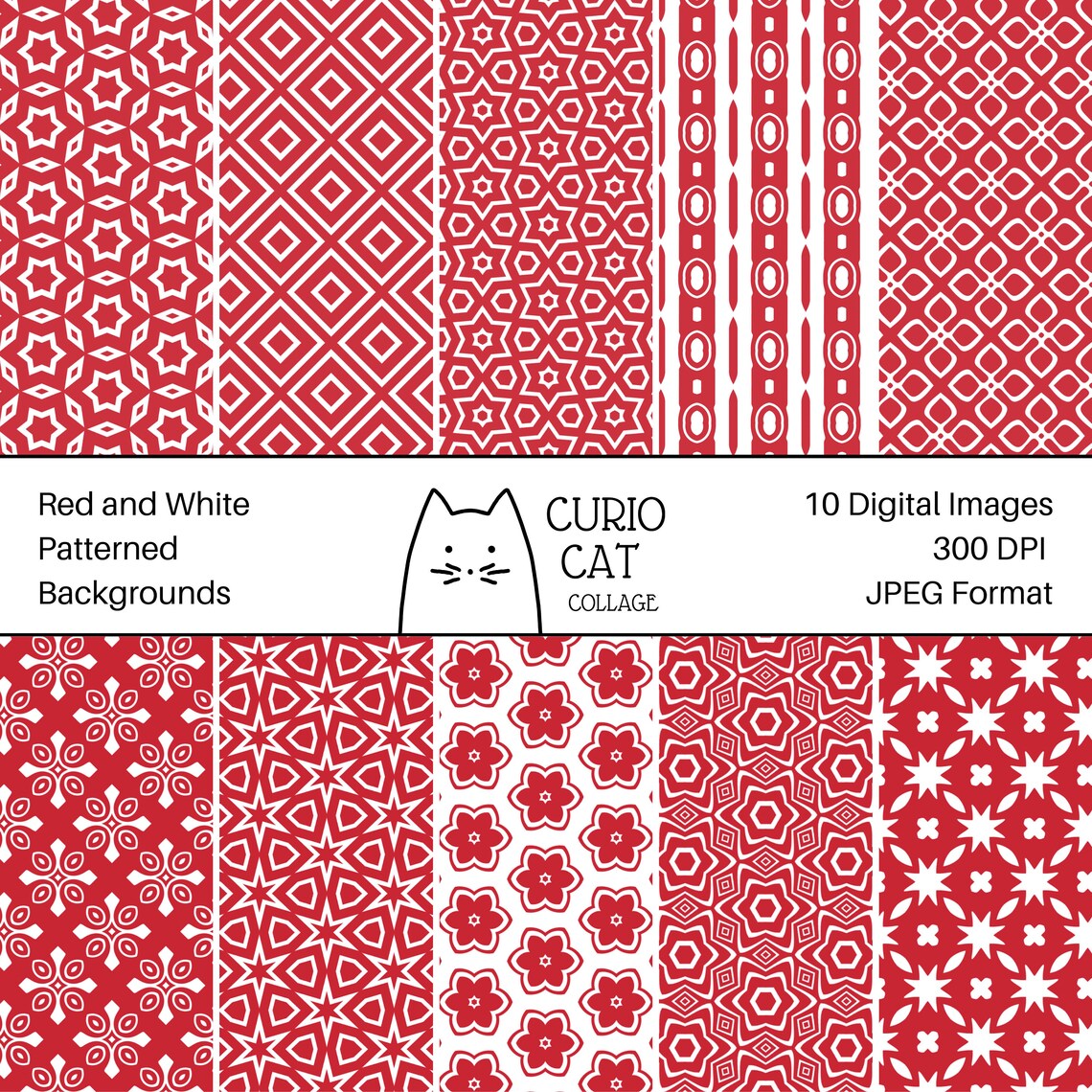 Red and White Background Set School Colors Team Colors Digital - Etsy