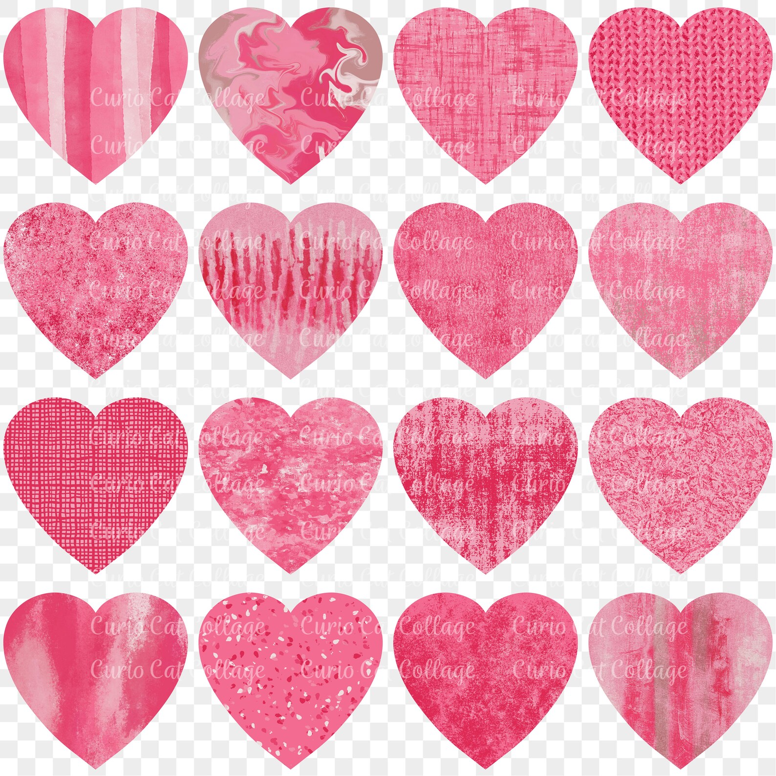 Valentines Day Hearts PNG Clip Art Set 300 DPI PNG With Transparent ...