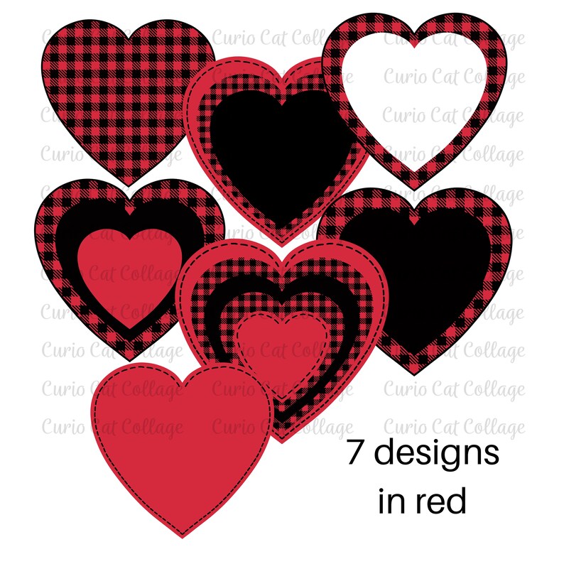 Buffalo Plaid Hearts PNG Clip Art Red Pink Mocha White Valentines Day ...