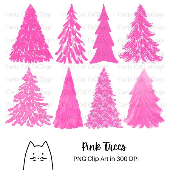 Pink Trees Clip Art Pink Christmas Sublimation Christmas | Etsy