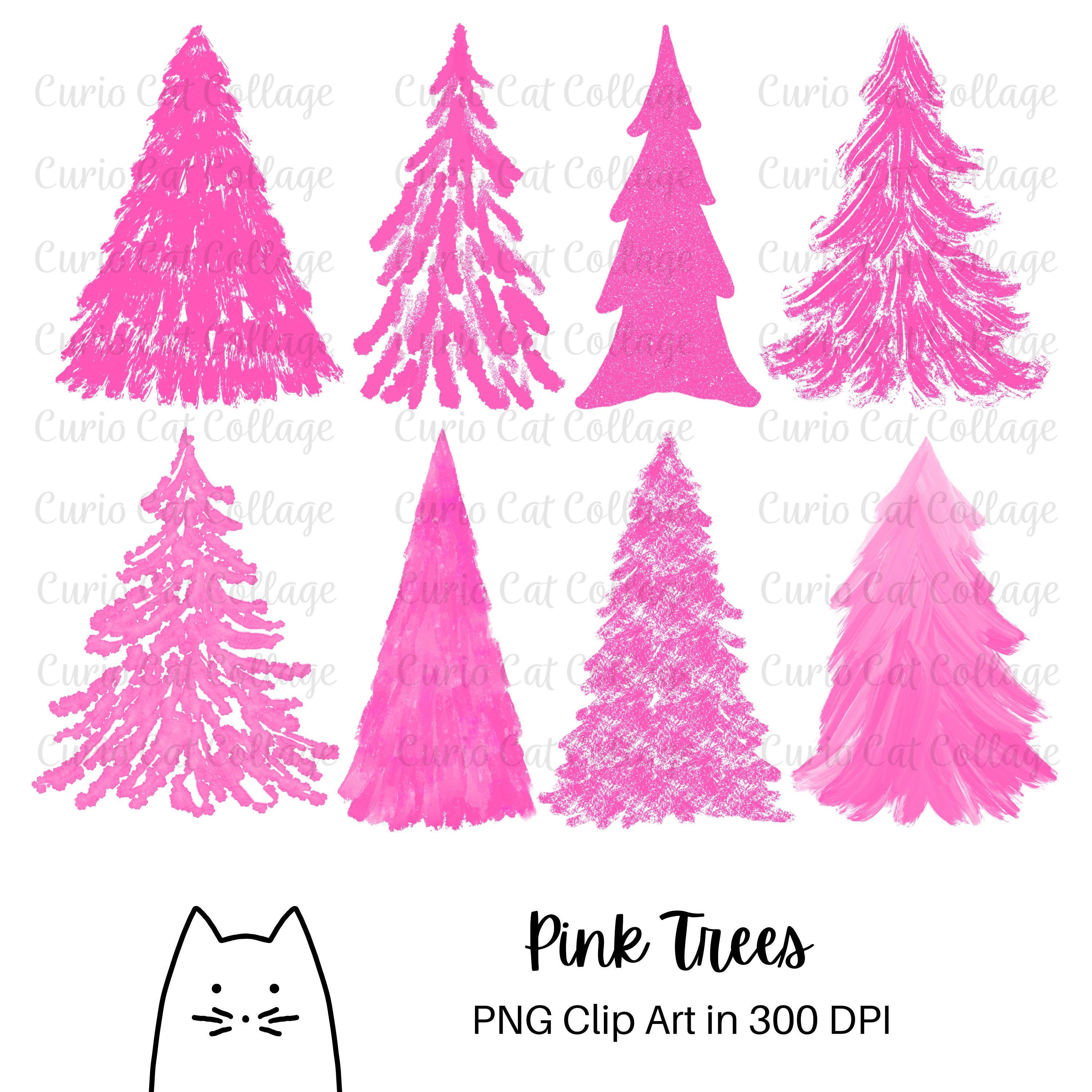 Pink Trees Clip Art, Pink Christmas Sublimation, Christmas PNG, 300 DPI ...