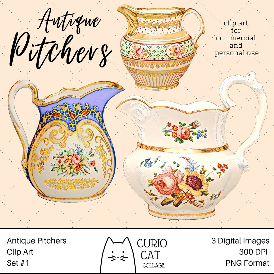 Antique Pitchers Clip Art Set Digital Download 300 DPI PNG With ...