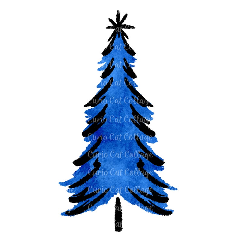 Blue Christmas Tree Clip Art Sublimation Back the Blue 300 DPI PNG With ...