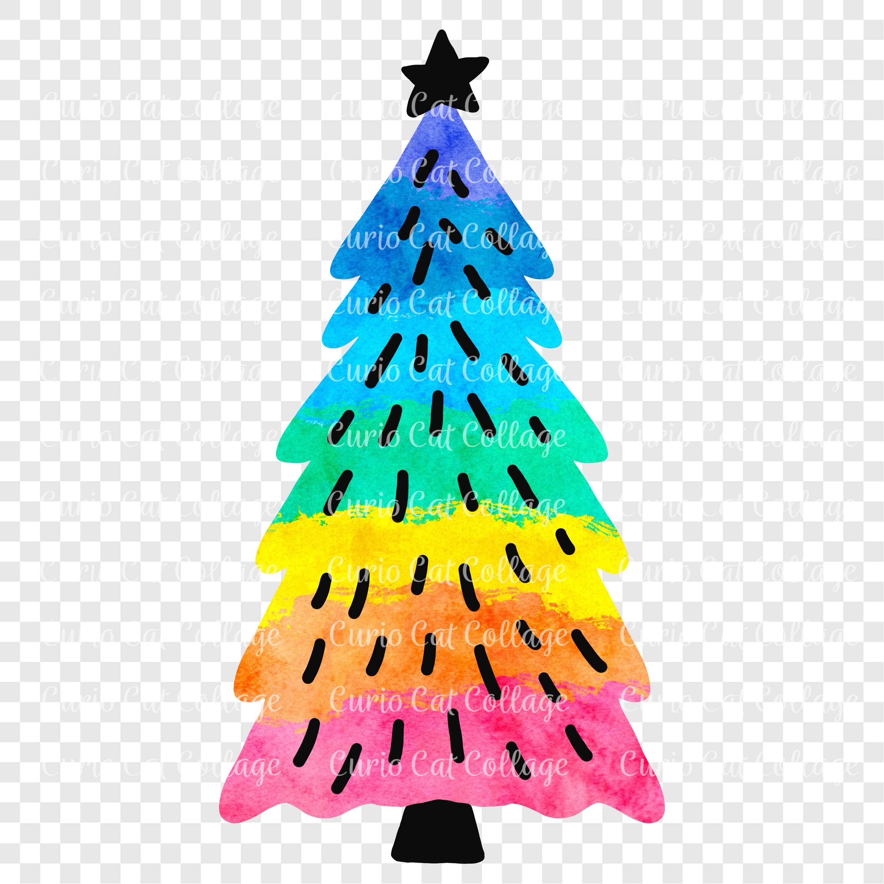 Rainbow Christmas Tree Clip Art Bright Rainbow Trees Sublimation 300 ...